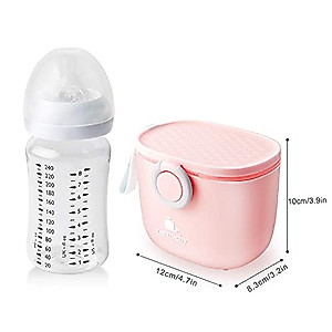 Termichy Baby Formula Dispenser, Portable Milk Powder Dispenser Container with Carry Handle and Scoop for Travel Outdoor Activities with Baby Infant, 8.8OZ, 0.55LB, 250g (Pink)