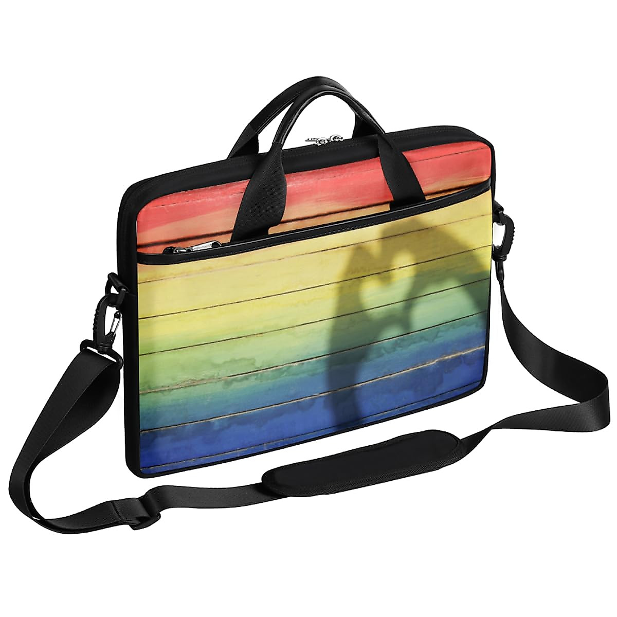 Rainbow Love Print Laptop Computer Bag Waterproof Shoulder Messenger Bag 13-15 inch Durable Laptop Tote Bag with Shoulder Strap Handle Lightweight Crossbody Briefcase