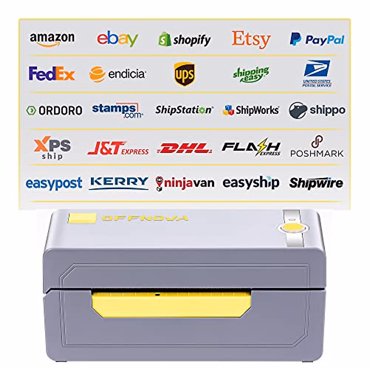 OFFNOVA Thermal Label Printer, 200mm/s High Speed 4” x 6” Shipping Label Printer for Packages, Compatible with Amazon, Ebay, Etsy, Shopify and FedEx, Support Multiple Systems