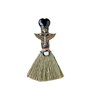 JHIALG Witch Broom Crystal Witch Wiccan Altar Broom, Halloween Hanging Props Cosplay Broomstick, Handmade Reiki Broomstick for Cleansing Healing Fengshui