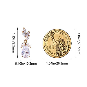 Women's Cubic Zirconia Bridal Earring - Elegant Gold Plated Teardrop Cluster Floral Leaf CZ Crystal Rhinestone Wedding Earring for Bride