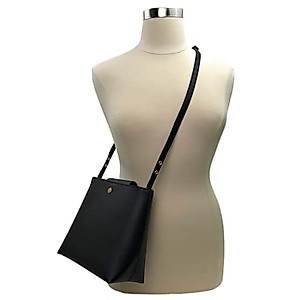 Tory Burch Emerson Womens Saffiano Leather Bucket Bag (Black)