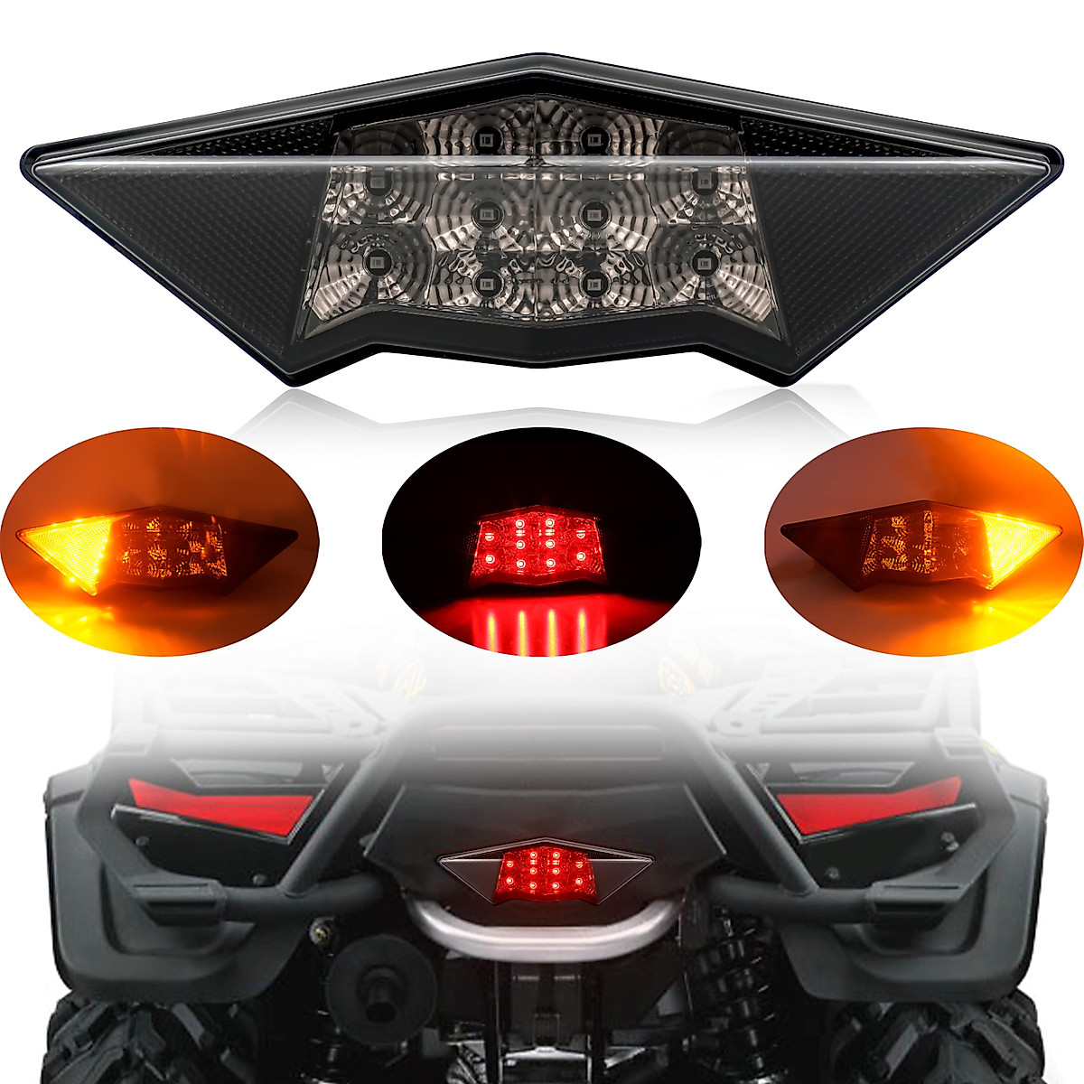SAUTVS LED Tail Light for Can-Am Outlander 400 500 650 800 08-23, Smoked Black LED Taillight Rear Brake Stop Lamp for Can Am Outlander 400 500 650 800 2008-2023 Accessories (1PCS, Replace #710001203)