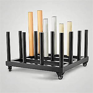 Vinyl Storage Cart Mobile Rack 16 Roll Holder Heavy Duty Digital Media for Mobile Storage Rack Suit for Blueprint/Photography Paper Rolls Organize