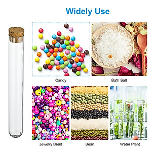 PATIKIL 30ml Test Tubes Set, 20pcs 5.91x0.79in Glass Clear Round Bottom Test Tube Containers with Stopper for Bead Party Candy Bath Salt Storage Scientific Experiment Plant Propagation