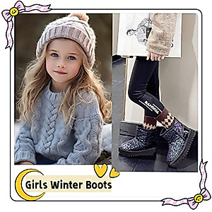 Sugmzox Girls Snow Boots Sequin Warm Winter Boots Comfort Durability Ankle Boots(Toddler/Little Kids) black size 11