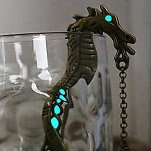 Operitacx Bead Gift The Glowing Reader Hairpin Retro Stationery Luminous Use Favors Pendant Lovers Shape with and D Alloy Book Bookmarks in Gifts for Metal Glow Daily Pearl Dragon