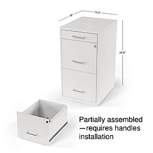 Staples 2806666 3-Drawer Vertical File Cabinet Locking Letter White 18-Inch D (52144)
