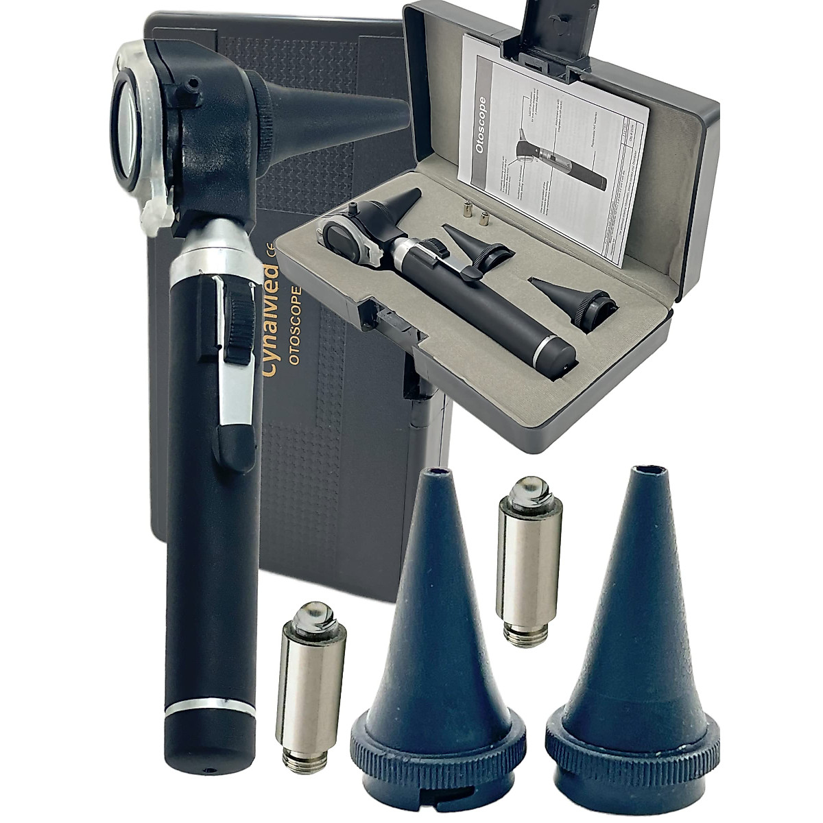 LED Otoscope Otoscope KIT Set 3.5V Plus Extra Specula Plus Extra Bulb LED Otoscope Otoscope Set with Hard LED Otoscope Student Home USE Cynamed