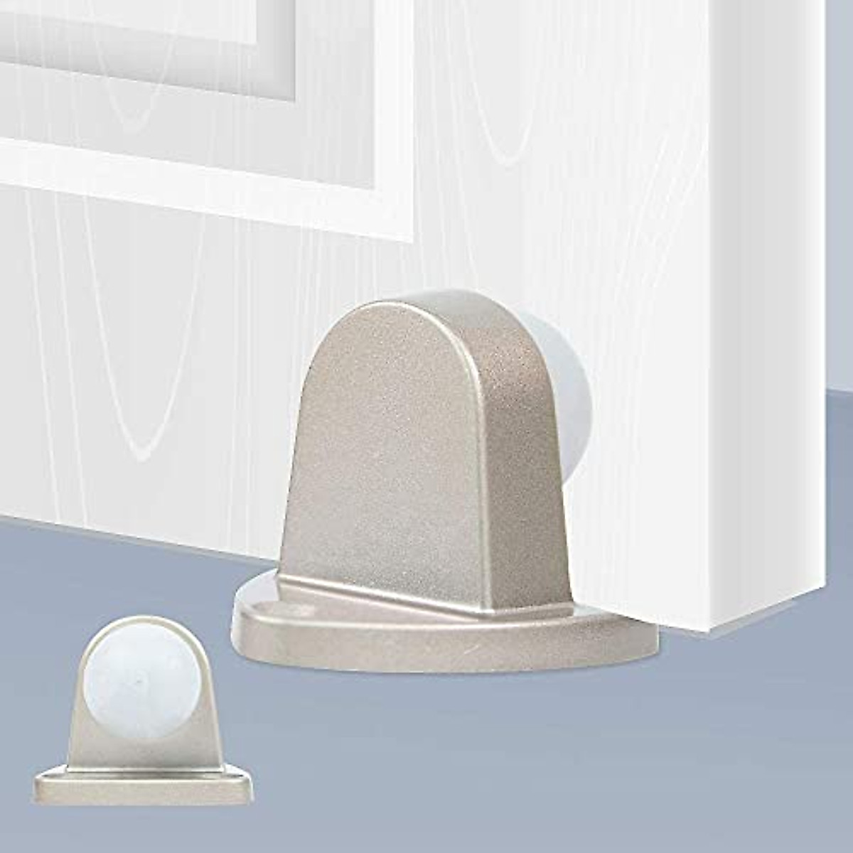 CG PLUS Floor Door Stopper with Rubber pad 2pack, Circle Shaped Door Stopper, Protecting Wall (2.7inch x 2pack, Satin Nickel)