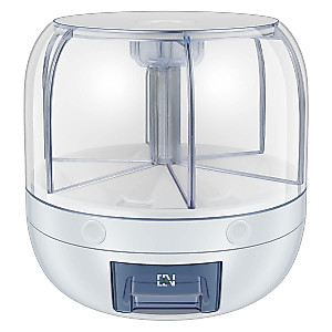 Janoiuc Dry Food Rice Storage Box, Food Grain Storage Container Large Capacity, Rotating Multi-Grid Durable Plastic Sealed Rice Storage Container with Lid 6kg Capacity for Household Kitchen Home (S)