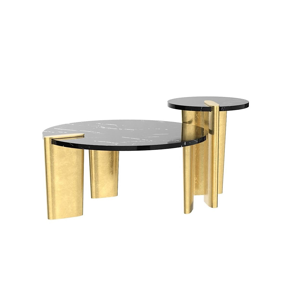 Uolfin Nesting Coffee Table, Marble Veneer Top, and Gold Foil Legs