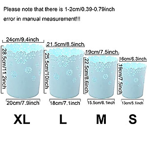 Scakbyer Wastebasket, Hollow Flower Shape Plastic Lidless Wastepaper Baskets Trash Can - M - Blue