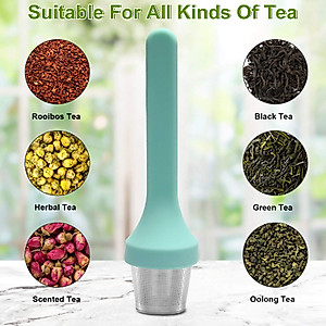 Fenshine Tea Infuser, Extra Fine Mesh Tea Cup Filter Silicone Handle Stainless Steel Tea Strainer Loose Tea Steeper for Loose Leaf Tea or Herbal Tea