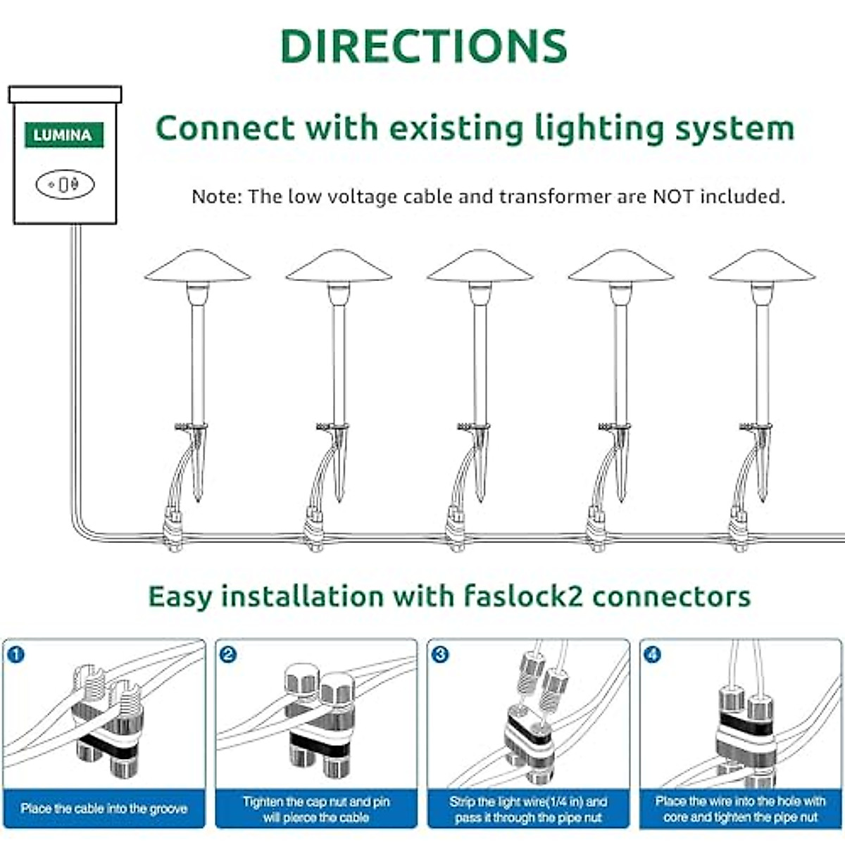 Lumina Lighting® 3W Landscape Path Lights - Low Voltage Cast-Aluminum Outdoor Pathway Light and Area Light 3000K - 12V Waterproof - G4 LED 3W Lighting for Yard Garden Pathway (Black, (8-Pack))
