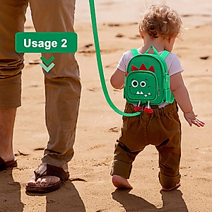 Toddler Backpack with Leash, Accmor 4 in 1 Baby Dinosaur Backpacks with Anti Lost Wrist Link, Cute Child Harness Bag Leash for Outdoor, Mini Back Pack Rope Tether Rein for Boys Girls Aged 1-3 Years