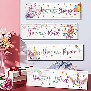 Yulejo Girls Room Wall Decor Unicorn Rainbow Motivational, Inspirational Wall Art for Kids Bedroom Nursery Decorations ()