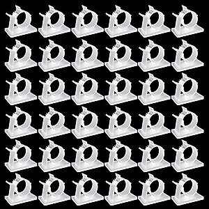 40 Pcs White Cable Clips, Viaky Under Desk Cable Organizer Adjustable Wire Clamps Strong Self Adhesive Cord Organizer Holders Small Wire Management Flat Mount No Tools for Wall, Desk, Outdoor, Indoor