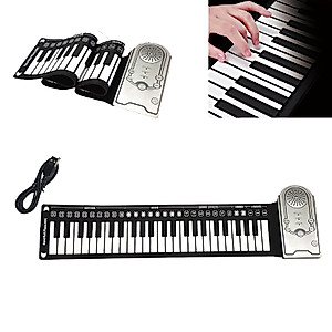 Roll Up Piano,49 Keys Electric Piano Keyboard,Portable Keyboard Piano,Keyboard Piano for Beginners(Silver)