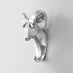 Kopiqin Crafts Home Wall Decoration Elegant Single Goat Head Wall Hook Resin Cartoon Hook Jewelry Key Scarf Bag Hanger Robes Coat Rack for Living Room Bedroom