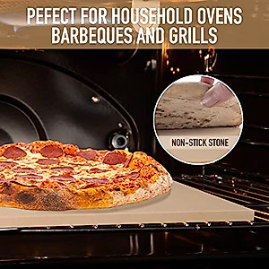 Mepple Pizza Stone for Oven Grill 12x15" Baking Stone with Scraper Perfect for Pizza Bread BBQ, Thermal Shock Resistant Rectangle
