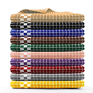 Fecido Classic Dark Kitchen Dish Towels with Hanging Loop - Heavy Duty Absorbent Dish Clothes - European Made 100% Cotton Tea Towels - Set of 4, Red