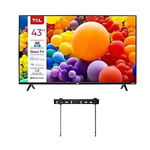 TCL 43-Inch Class 4-Series 4K 2160P LED Smart Roku TV Dual-Band WiFi Works with Siri Alexa and Hey Google (Renewed)