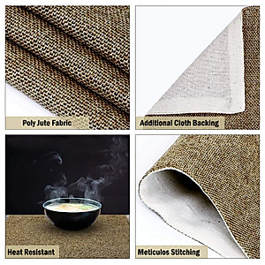 Bricker Washable Poly Jute Dining Table Mat (Brown) Set of 6