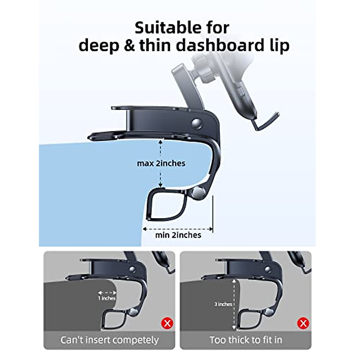 VICSEED Phone Mount for Car [Lifesaver to Keep Eyes on Road] Car Phone Mount in Front of Steering Wheel, Never Get Distracted Car Phone Holder Mount, Grip on Dashboard Car Mount for iPhone & Android