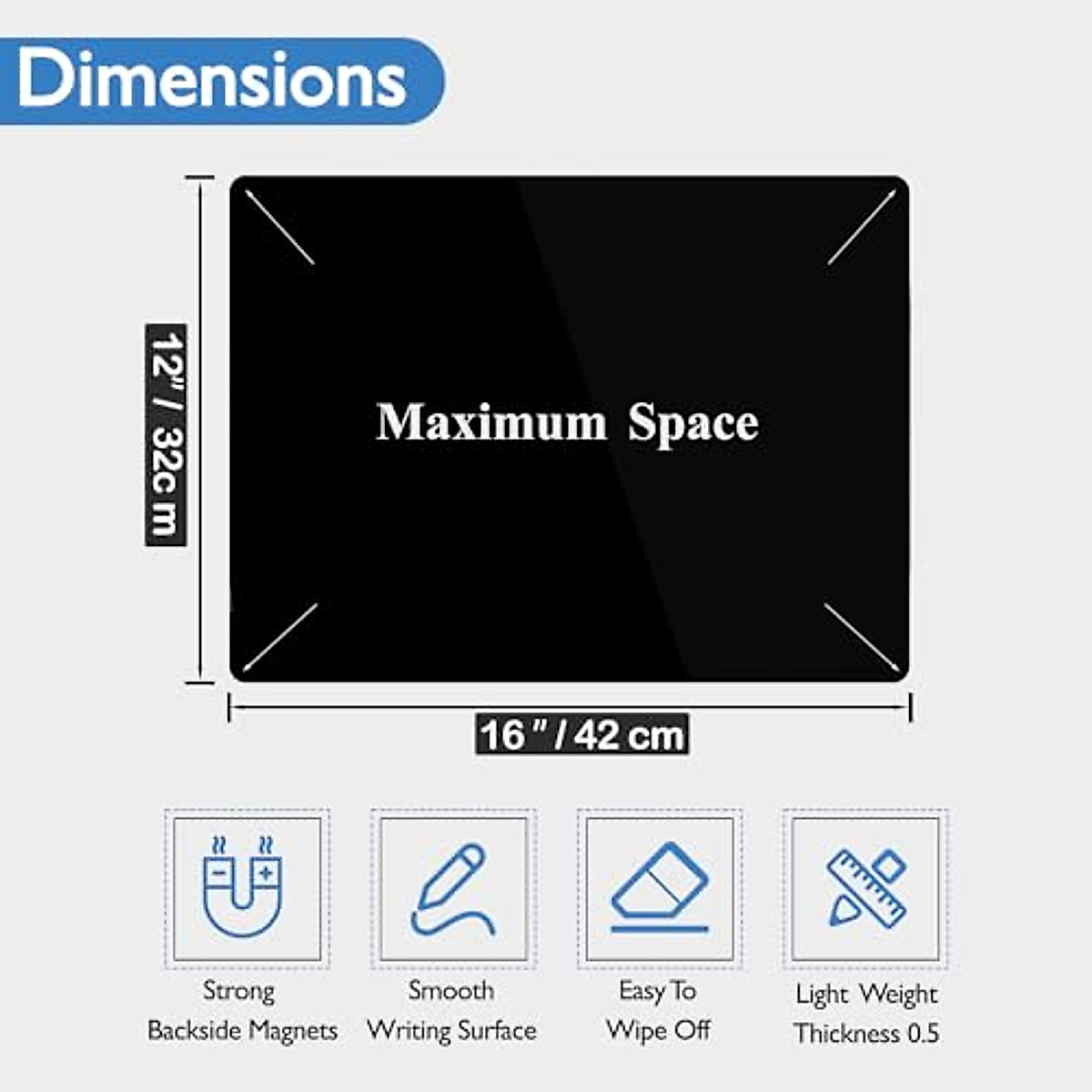 DumanAsen Magnetic Dry Erase Blackboard for Fridge, 16" x 12" Menu Board/Meal Planner for Refrigerator, with Stain Resistant Technology, Include 8 Chalk Markers