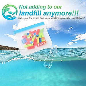 Reusable Storage Bags, longzon【12 Pcs S/M/L】Reusable Sandwich Bags, Reusable Food Ziplock Bags, Small Freezer Large Storage Snack Lunch Plastic Bags, BPA Free, FDA Foodgrade, ecoFriendly Silicone Bags