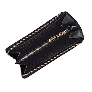 Cuadra women's wallet in genuine leather with zipper and embroidery brown, BD221CR