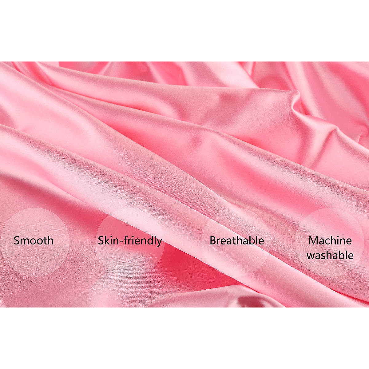 Satin Nursing Pillow Cover Set 2 Pack Ultra Soft Silk Compatible with Boppy Pillow for Breastfeeding Pillow Protect for Baby Hair and Skin White & Pink