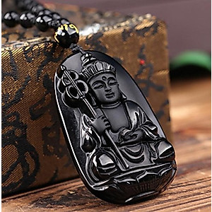 Natural Obsidian Pendant Monk Xuanzang Sanzo