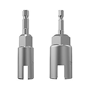 (2 Pack 2 Size 12mm,19mm) hex shank nut driver power wing nut drill bit socket tool drive kit, slotted wing nut drill sleeve wrench wrench kit, panel nut screw eye C-shaped hook bolt