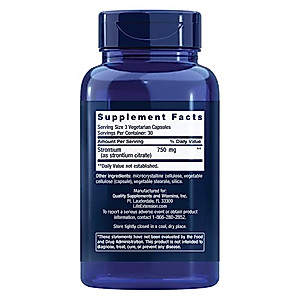 Life Extension Strontium Caps 750 mg - Bone Health Supplement - Supports Bone Tissue Density & Promotes Healthy Bone Aging – Non-GMO, Gluten-Free – 90 Vegetarian Capsules