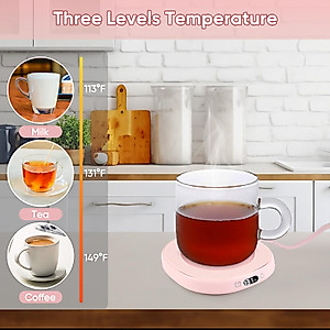Coffee Mug Warmer, SAINSWIN Smart Coffee Cup Warmer for Desk with Settable Heat Preservation Time,Electric Beverage Warmer with TEM/TIME Display for Coffee, Milk, Tea and Hot Chocolate (Up to 149℉)