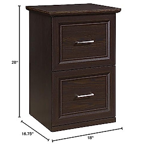 OSP Home Furnishings Jefferson 2-Drawer File Cabinet with Euro-Style Drawer Glides and Lockdowel Fastening System, Vertical, Espresso