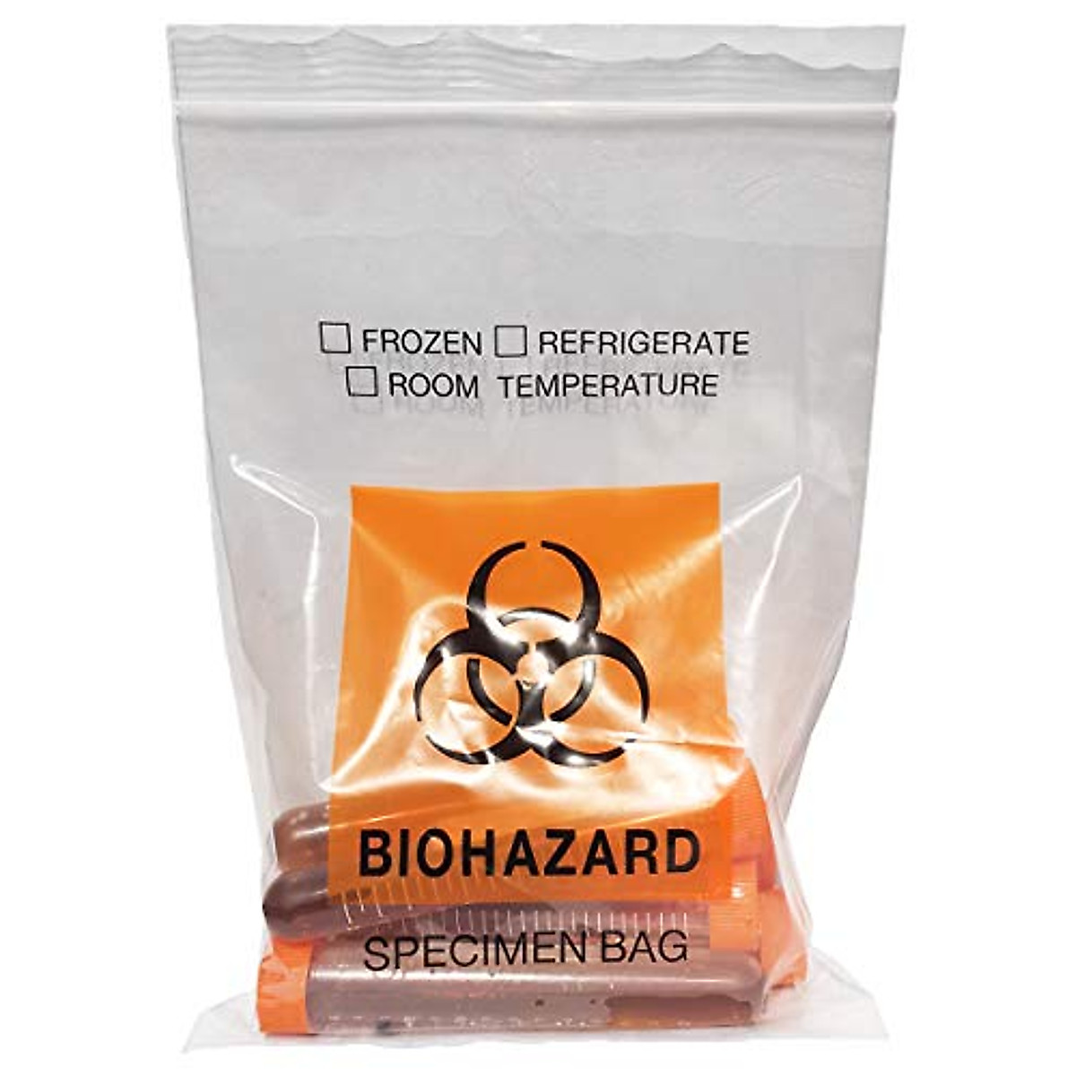 Daarcin 100pcs Biohazard Specimen Bags, 6x9.8in/15x25cm Laboratory Sample Bag with Biohazard Logo Printing, Ziplock Top with Outside Pocket Paperwork Pouch