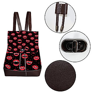 Backpack Purse for Women Vampire Mouth Fashion Travel Backpack Leather Rucksack Shoulder Bag for School Work