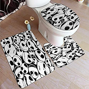4PCS/Set Halloween Shower Curtain, Christmas Bathroom Set, Waterproof Shower Curtain Sets with Non-Slip Rugs, Toilet Lid Cover and Bath Mat, Durable Shower Curtain with 12 Hooks