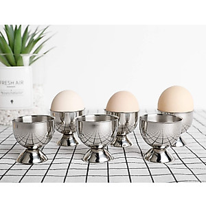 Egg Cup Holder Set for Soft Boiled Eggs Include 6 Stainless Steel Egg Tray Kitchen Tool