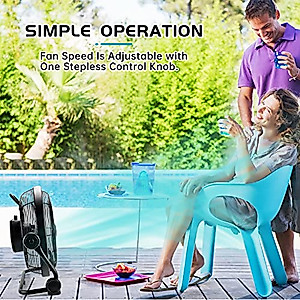 C cuculu Rechargeable Battery Operated Fan, 15000mAh Battery Powered Fan 12'' Cordless Fan with Metal Blade, High Velocity Portable Fan for Garage, Backyard, Camping, Travel.