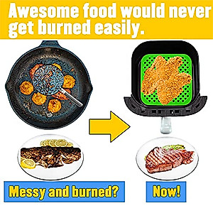 Reusable Air Fryer Silicone Liners - 3 Pack 8.5 Inch Square Non-Stick Air Fryer Mat for Frying, Steaming, Oven, Perforated Air Fryer Baking Pad for CHEFMAN, COSORI, NUWAVE and More