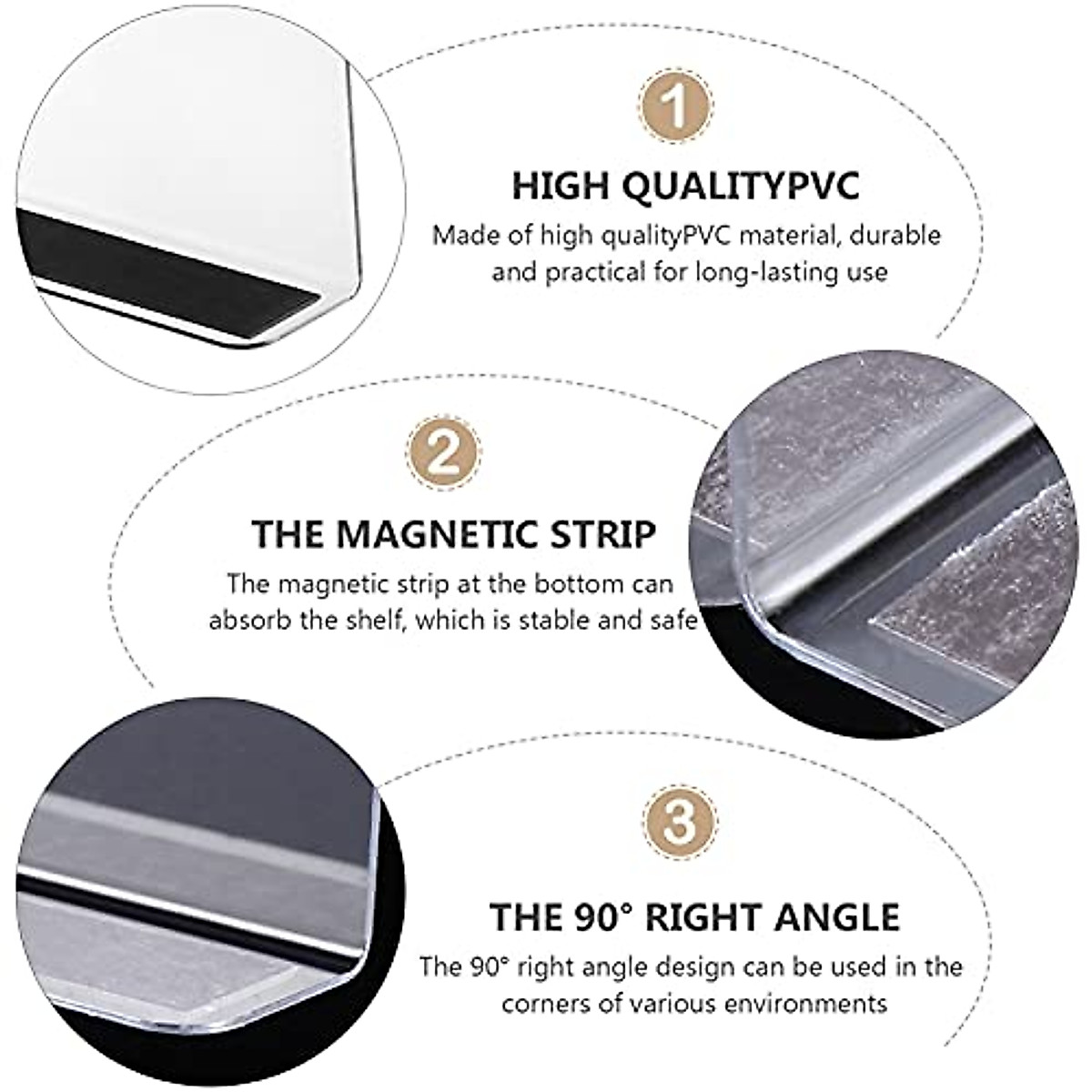 Shelf Dividers for Closet Organization 5pcs Clear Plastic Shelf Separators with Magnet Strip - Shelf Dividers Organizers for Closets Supermarket Home Office - 9.8x2.8 Inch