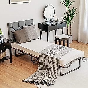 Giantex Folding Bed with Mattresses for Adults, Portable Foldable Guest Bed with Storage Cover & Memory Foam Mattress, Space-Saving Fold up Bed for Home Office Easy Storage, Made in Italy
