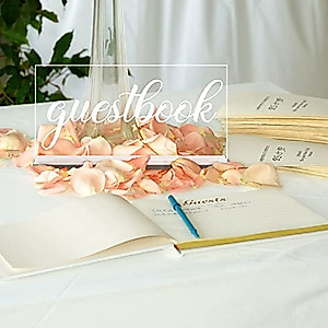 Yulejo 2 Pieces Acrylic Wedding Reception Sign Guest Book Sign Cards and Gifts Wedding Sign with Stand Rustic Farmhouse Hanging for Wedding Cabin Beach Party Home Decor, 2 Styles (White Printing)