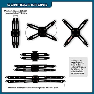 QualGear QG-PM-002-BLK Universal Projector Ceiling Mount, Black