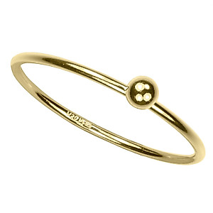uGems 14K Gold Filled 3mm Ball Stacking Ring Size 6