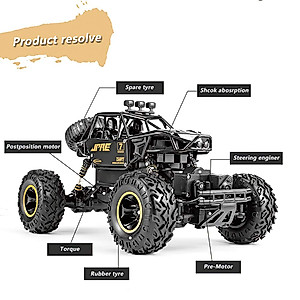 GoolRC 1/16 Alloy RC Car, 2.4GHz Remote Control Buggy, 4WD Off-Road Rock Crawler, 15km/h High Speed Climbling Truck Car RTR for Kids (Silver)